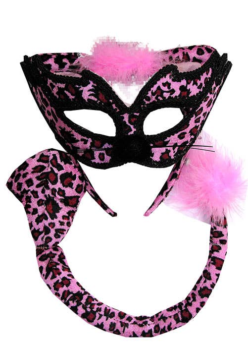 Pink Leopard Print Masquerade Mask | Leopard Print Costume Accessory