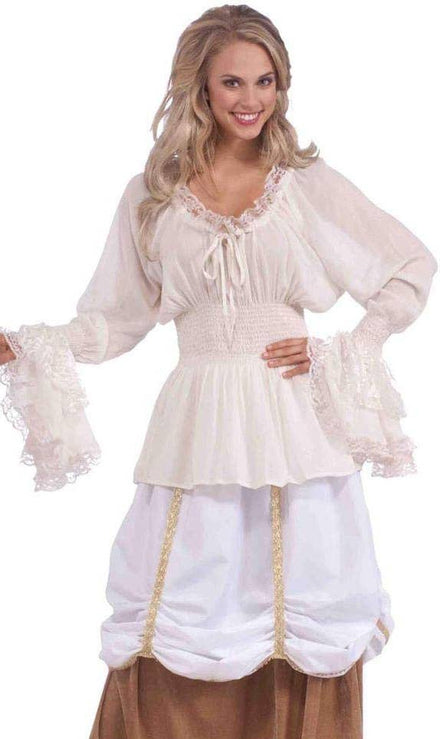 Flared White Medieval Costume Top | Womens Medieval Costume Top