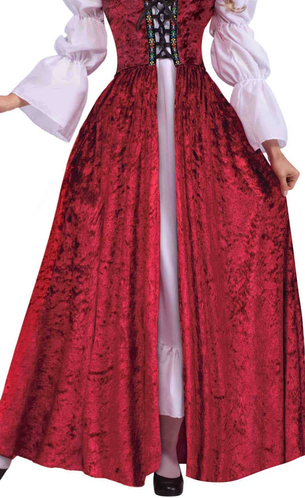 Womens Red Lace Up Medieval Costume Gown | Womens Renaissance Costume