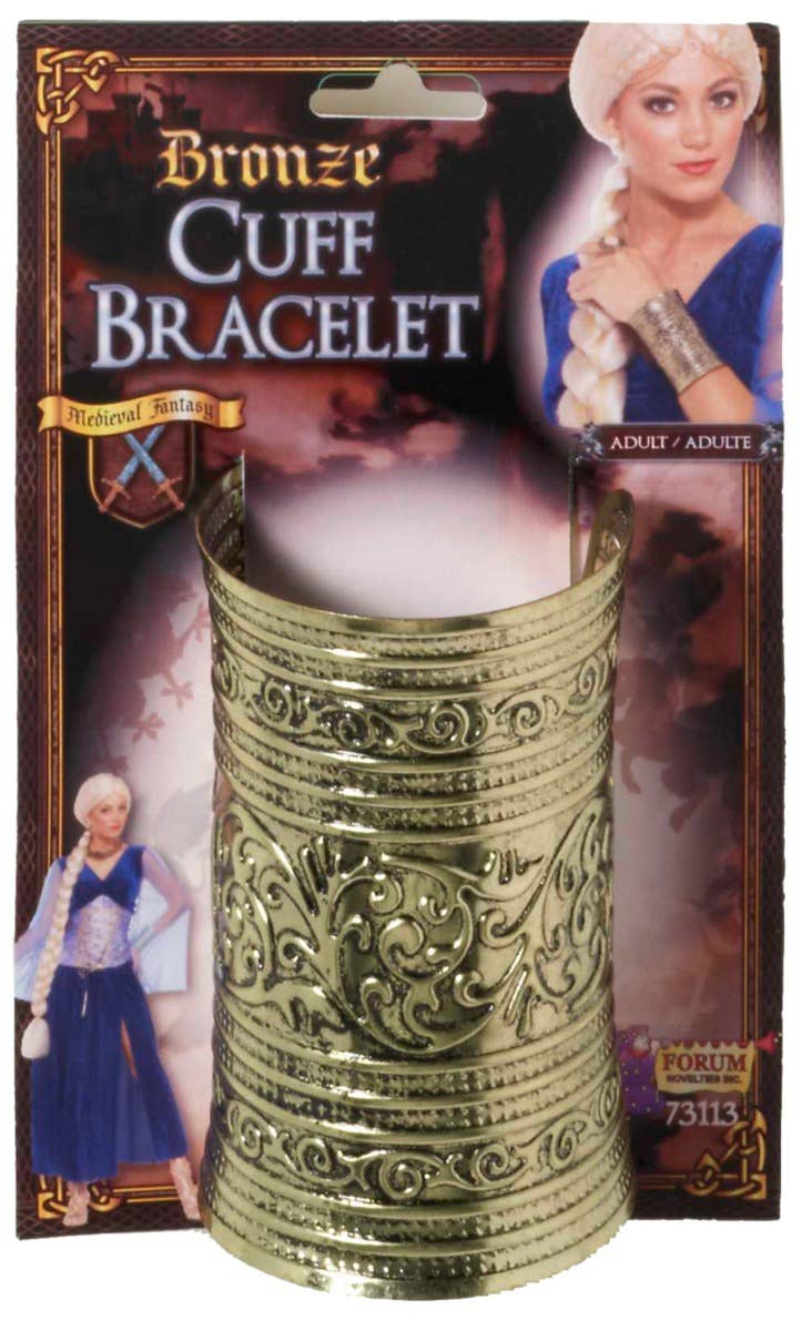 Adults Fantasy Gold Wrist Cuff | Patterned Medieval Bracelet Accessory