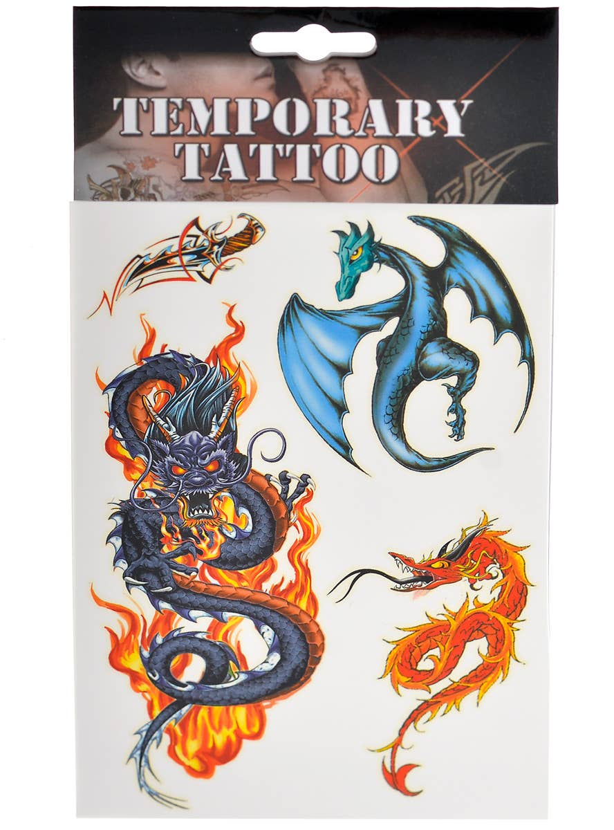 Temporary Fantasy Dragon Tattoos | Set of 4 Fake Dragon Tattoos