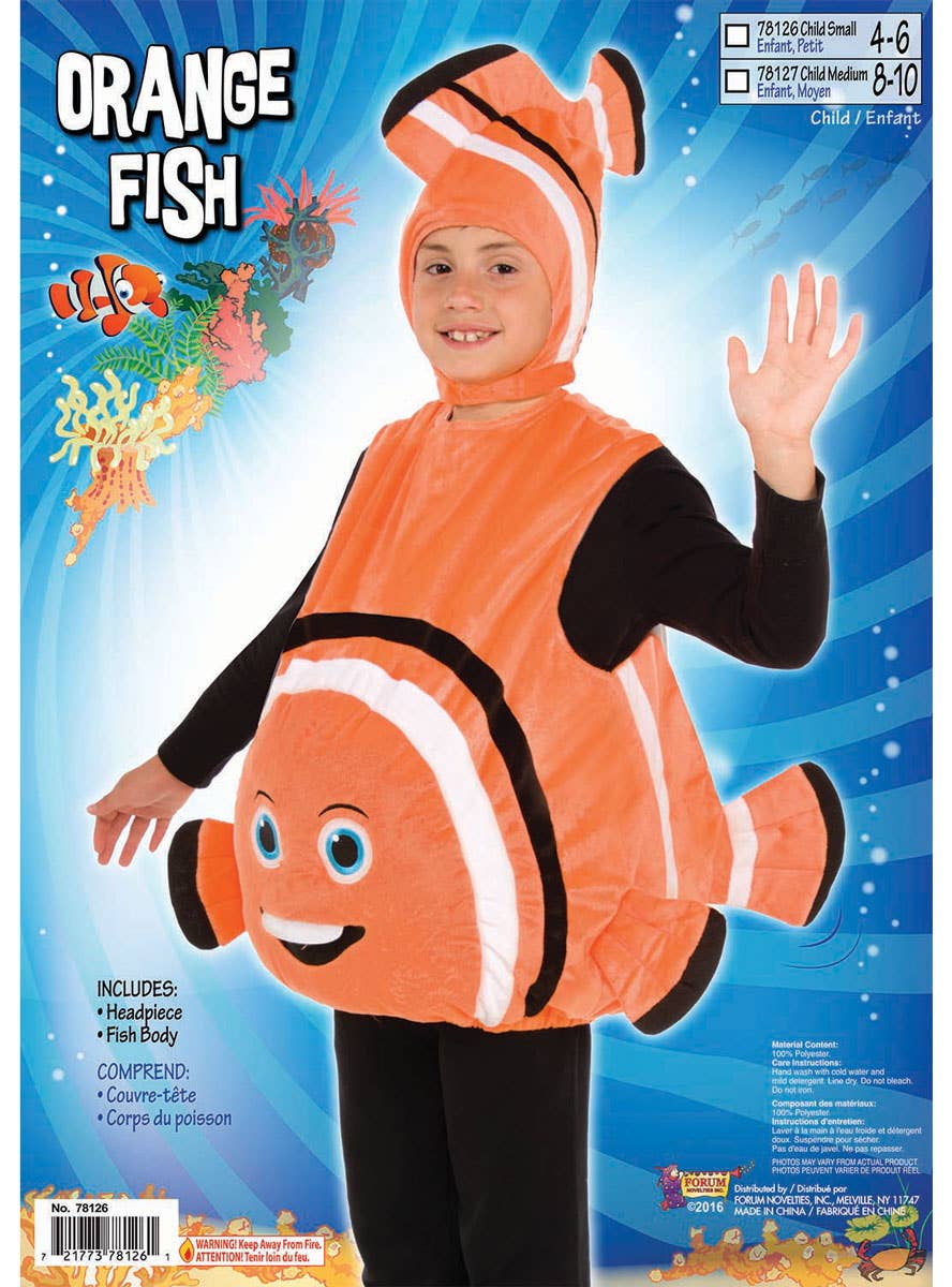 Kids Nemo Clown Fish Costume | Orange Clown Fish Costume for Children