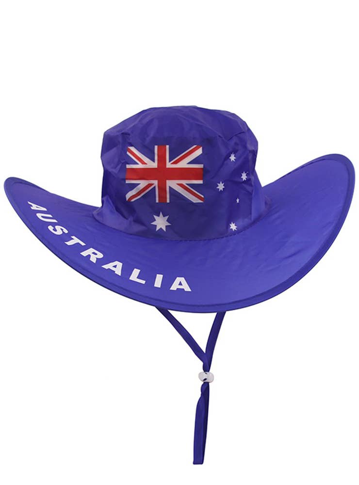 Foldable Wide Prim Australia Flag Print Hat