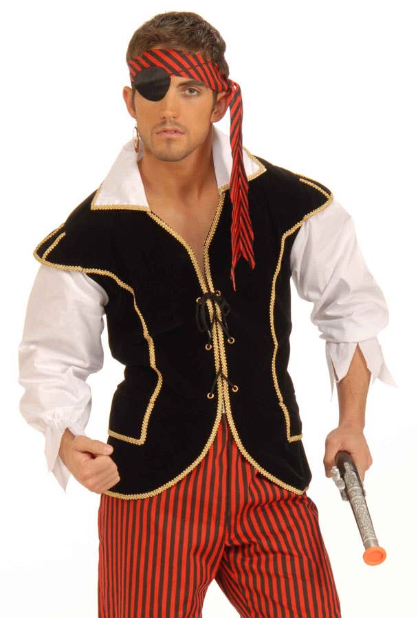 Striped Black and Red First Mate Outfit | Pirate Costume for Men