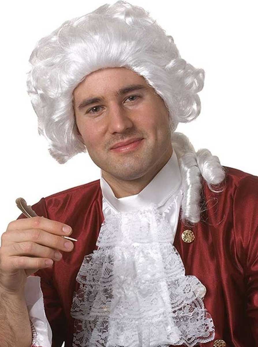Vampire Costume Men Colonial Judge Wig - Long White Wave Halloween ...
