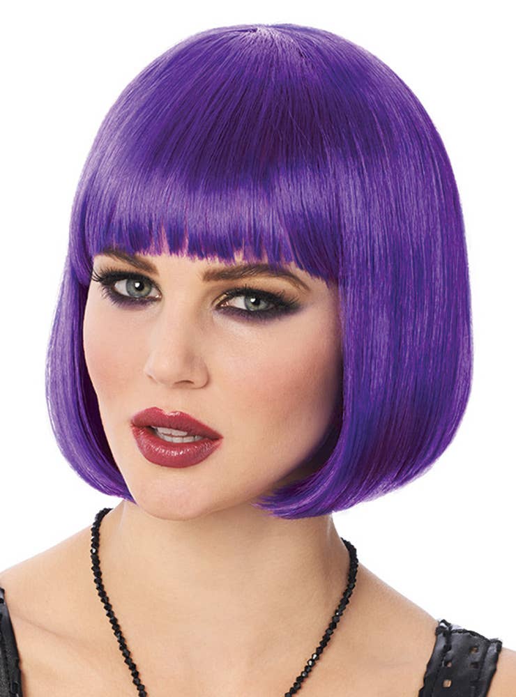 Womens Short Purple Bob Cut Wig | Ladies Dark Purple Bob Costume Wig