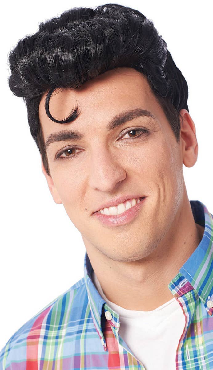 Mens 50s Doo Wop Black Costume Wig | 1950s Black Wig For Men