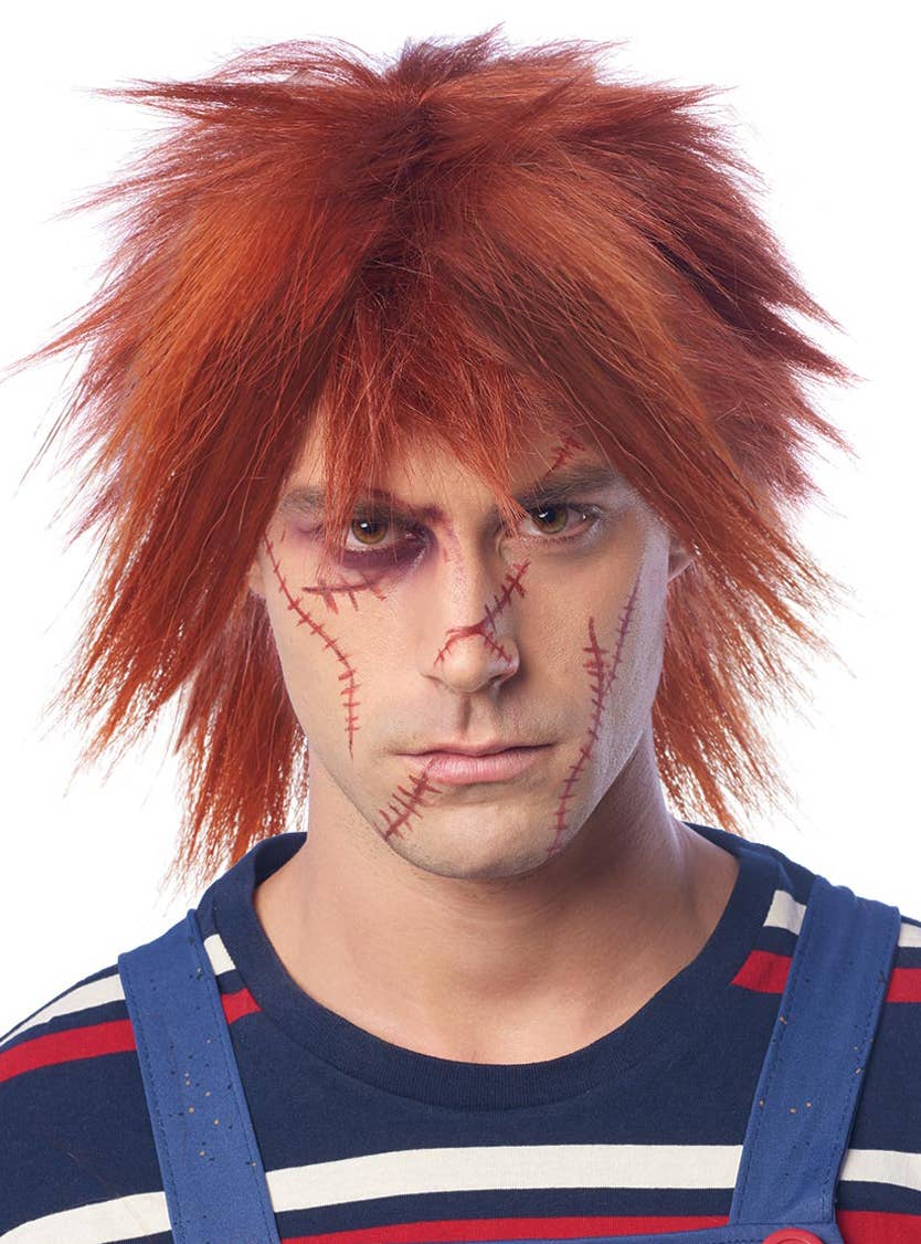 Mens Short Red Chucky Doll Costume Wig | Chucky Halloween Wig for Men