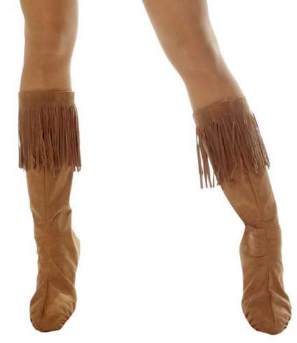 American Indian Boot Covers | Fringed Brown Womens Boot Covers
