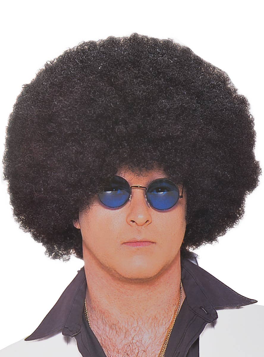 Adults 1970s Fluffy Black Afro | Jumbo Black Frizzy Afro Costume Wig
