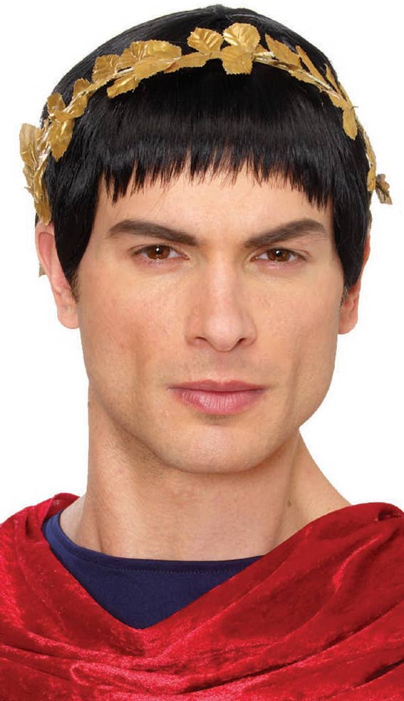 Men;s Roman God Short Black Wig | Mens Short Black Julius Caesar Wig