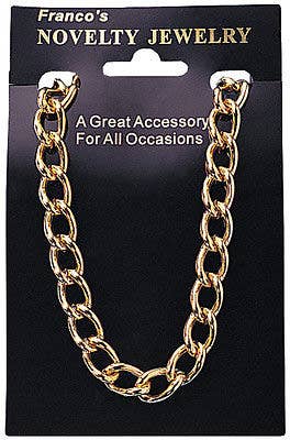 Novelty Gold Gangster Necklace | Large Gold Bling Chain Accessory