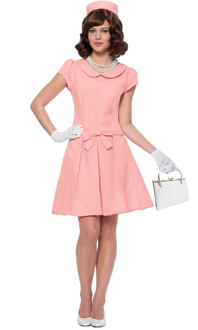 First Lady Womens 1960s Pink Costume Dress | Jackie Kennedy Costume