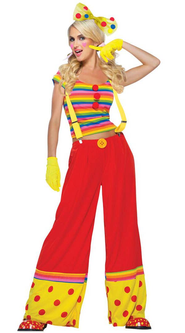 Womens Red and Yellow Clown Costume Overalls | Clown Costume for Women