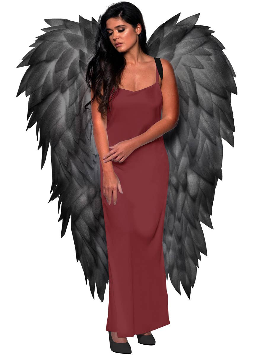 Featherless Slate Black Full Length Angel Costume Wings