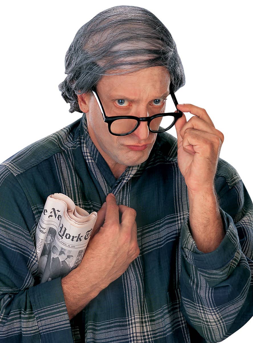 Mens Funny Grey Combover Wig | Comb Over Old Man Costume Wig