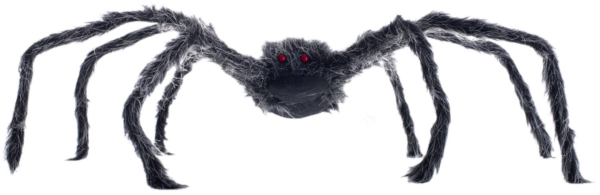 Grey and Black Hairy Spider Prop | Posable Halloween Decoration