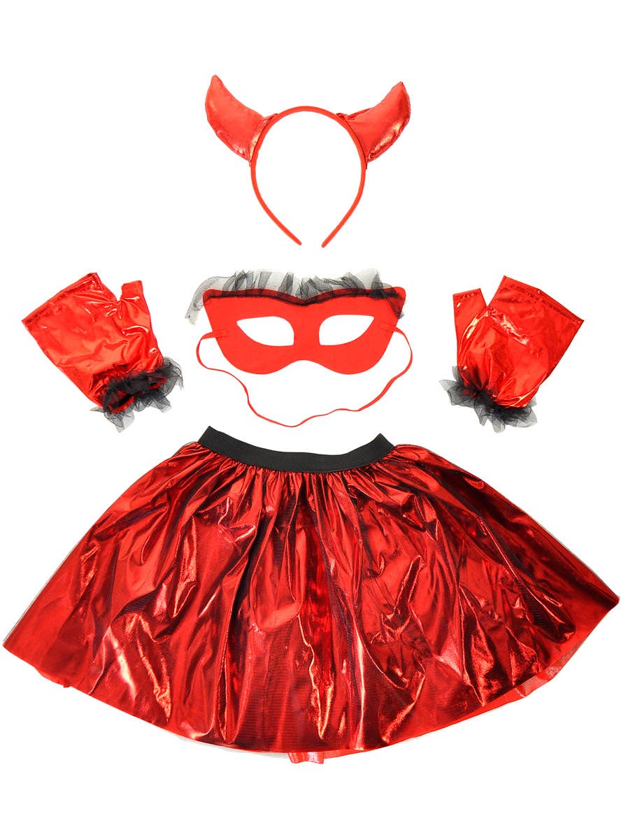 5 Piece Girls Metallic Red Devil Accessory Kit