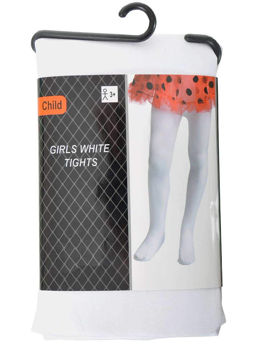 Girls White Opaque Full Length Costume Tights