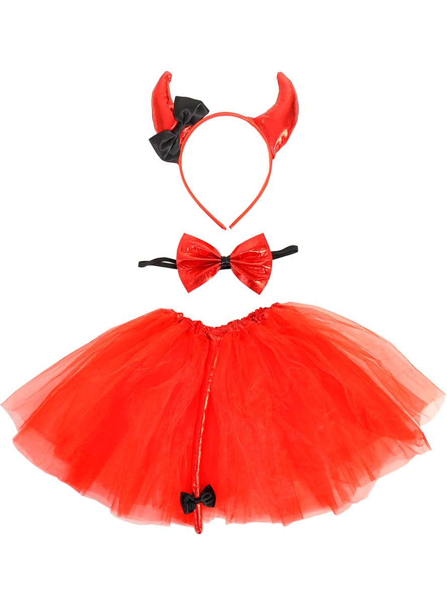 Girls Metallic Red Devil Tutu Halloween Costume Kit