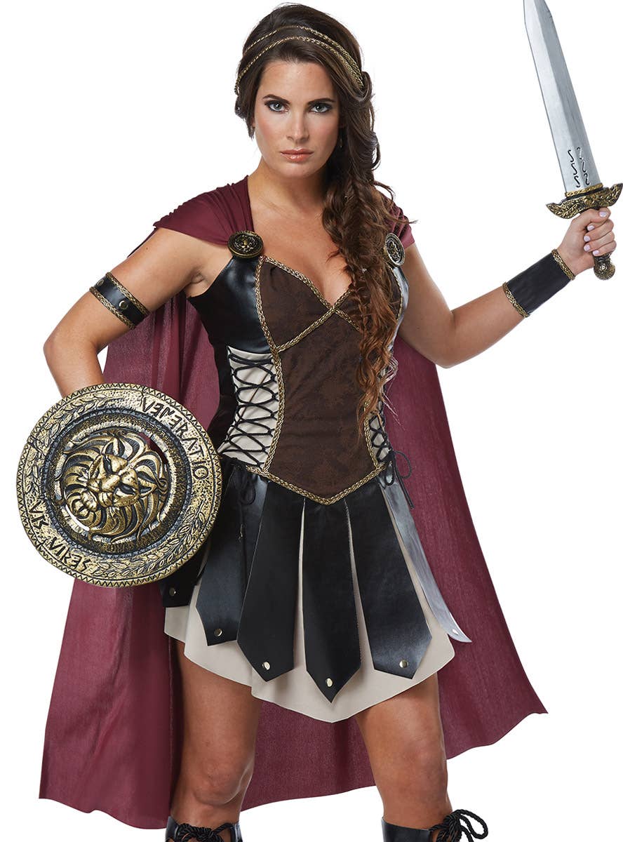 Roman Gladiator Womens Costume | Princess Xena Fancy Dress Costume