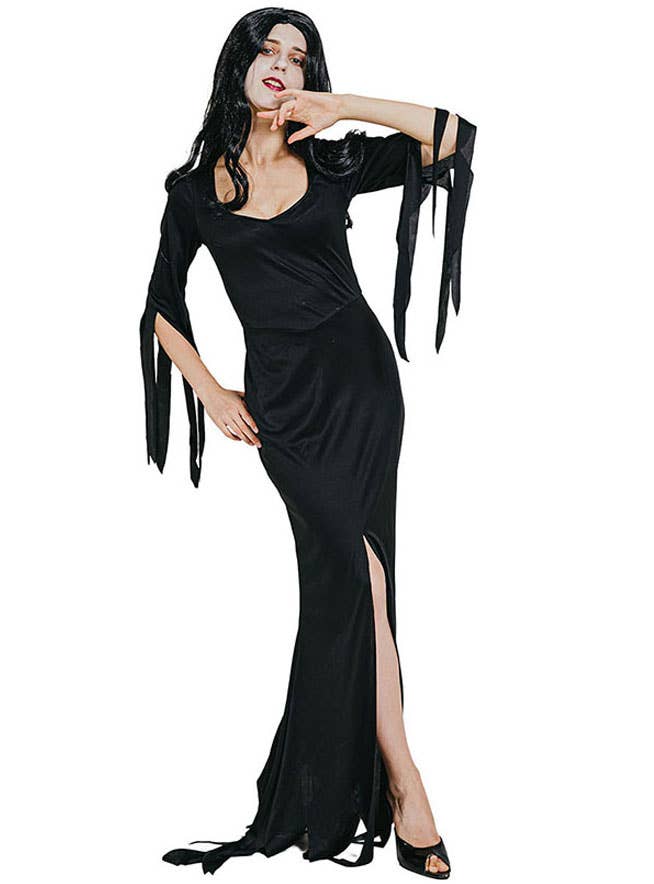 Womens Gothic Lady Morticia Halloween Costume