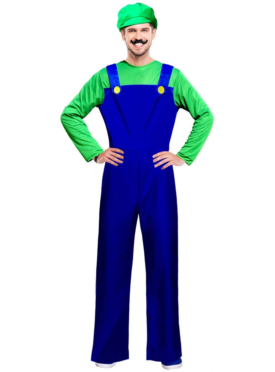 Mens Green Italian Plumber Gaming Costume