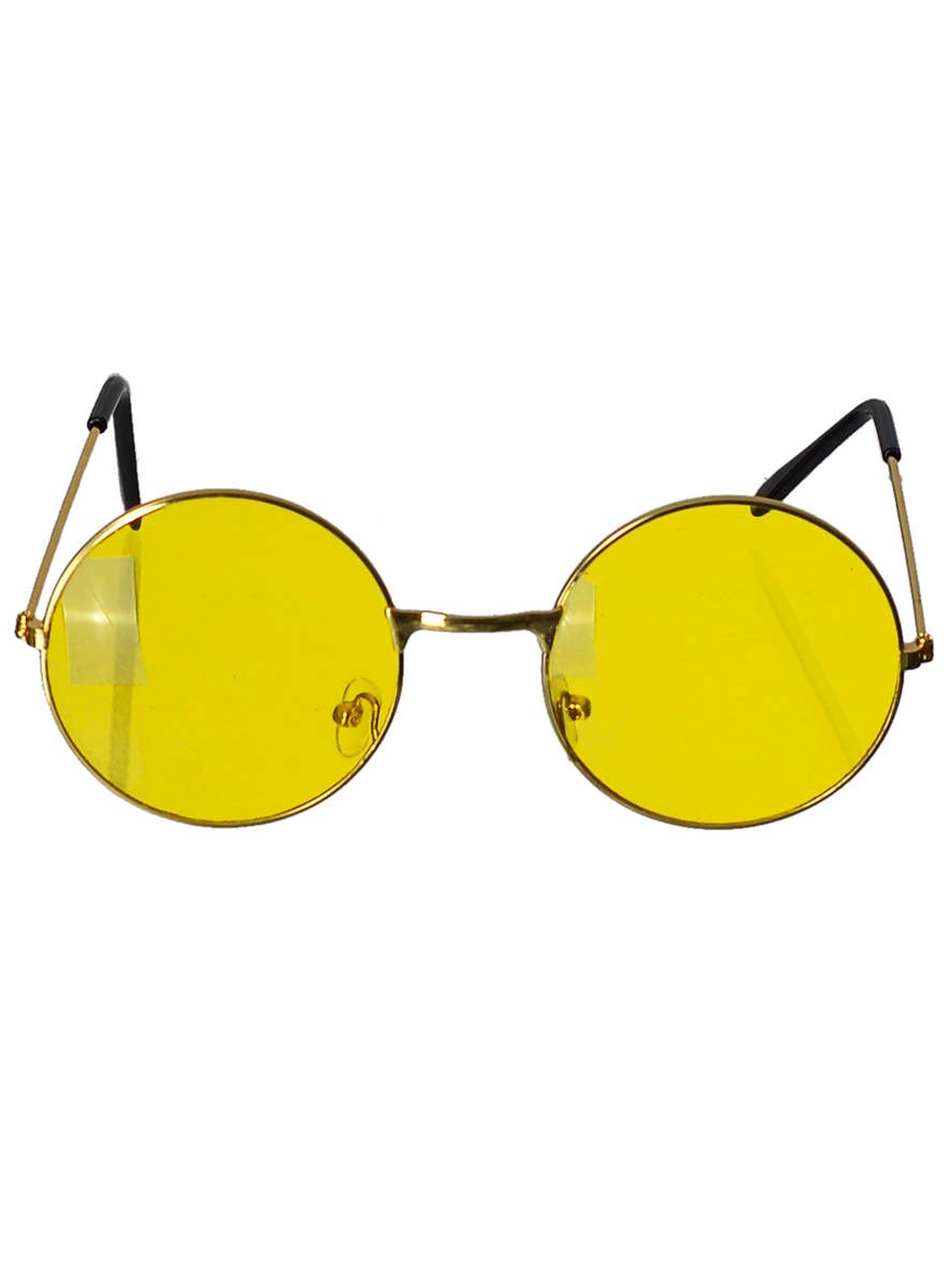 Yellow 70s Teashade Costume Glasses | Round Yellow John Lennon Glasses