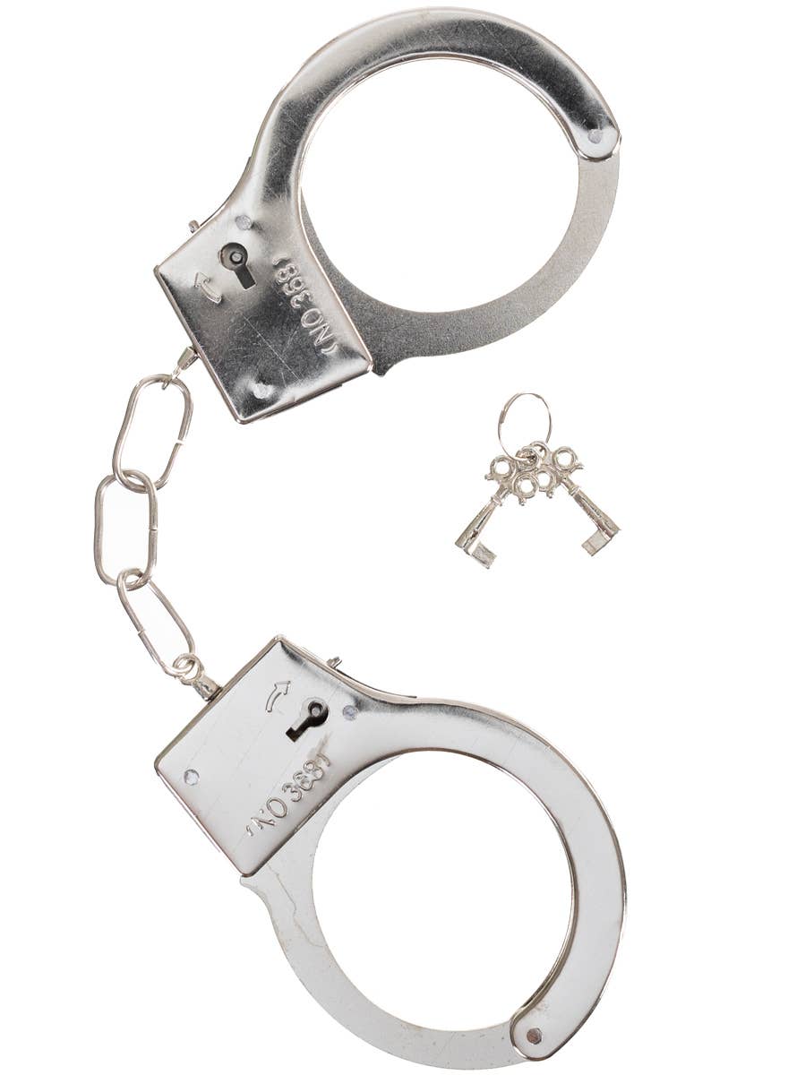 Silver Metal Handcuffs with Key | Silver Hand Cuffs Costume Accessory