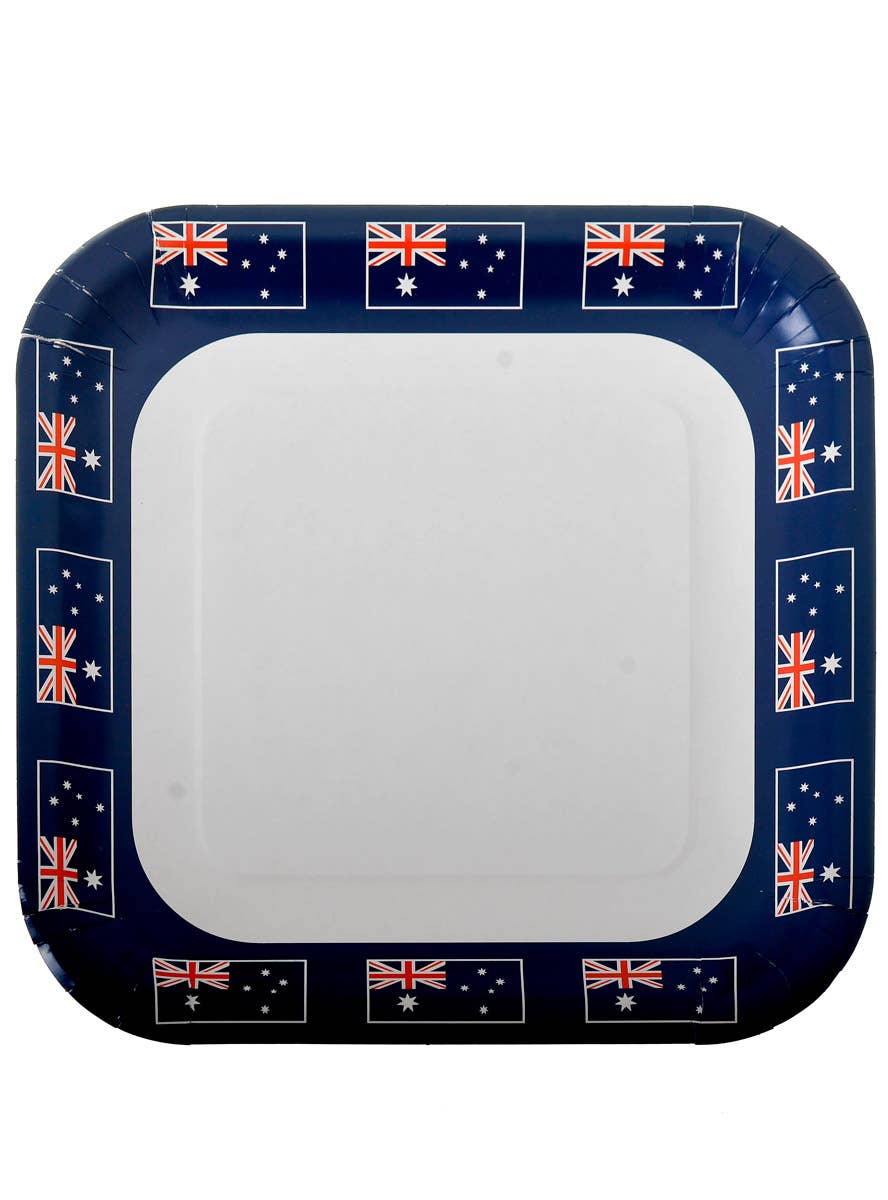 Set of 8 Square Aussie Flag Paper Plates | Australia Day Party Plates