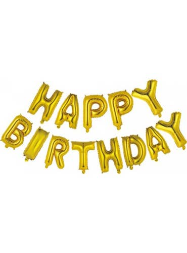 Gold Happy Birthday Script Balloon | 35cm Foil Balloon