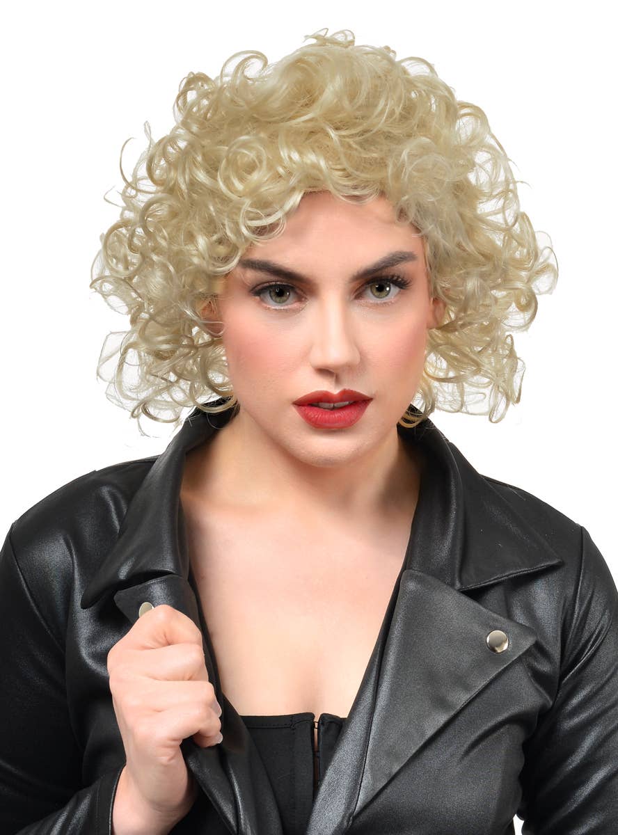 Curly Blonde Sandy Womens Grease Costume Wig