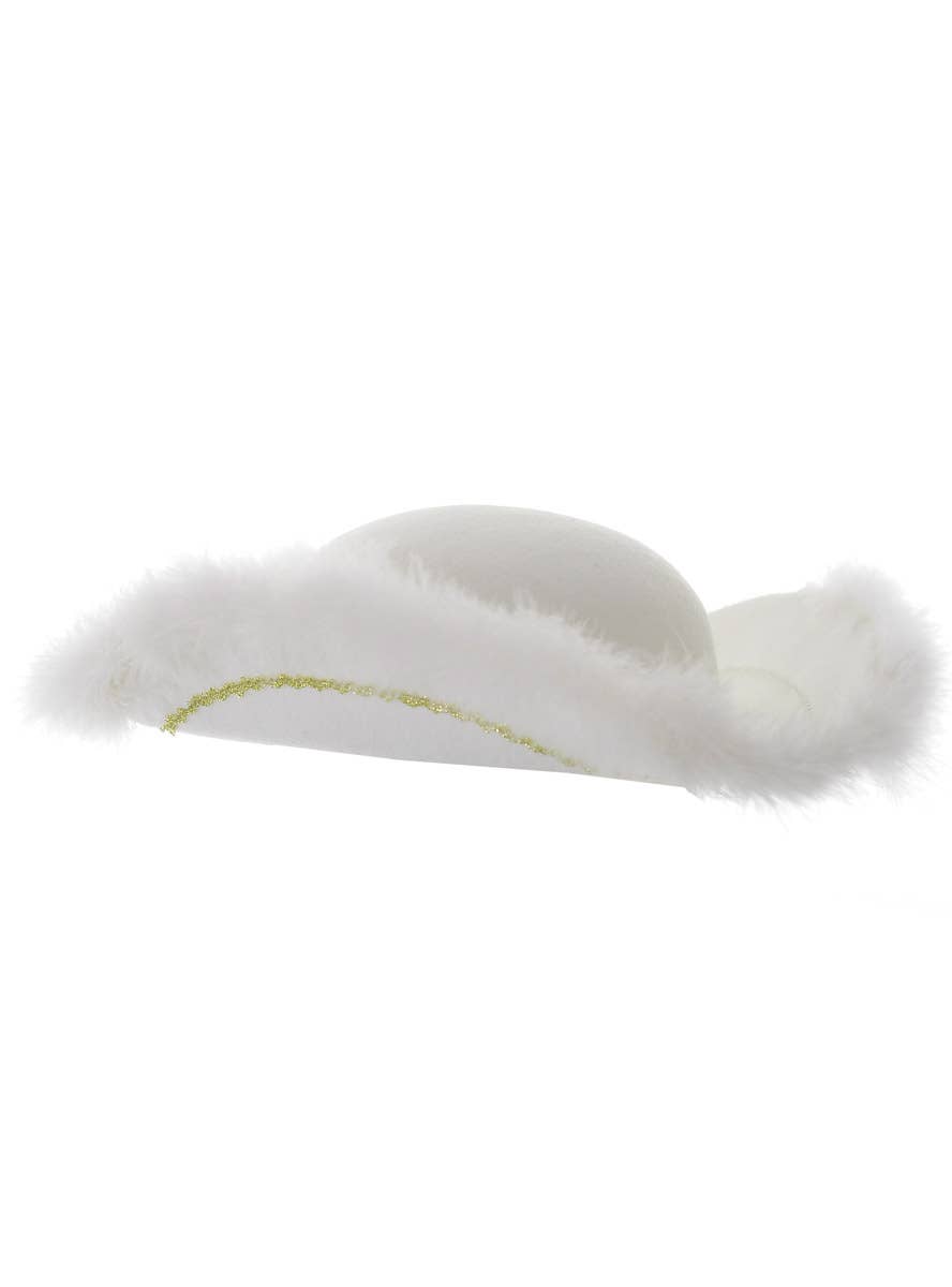 Feathered White Tri-Corn Pirate Hat | White Fluffy Pirate Costume Hat
