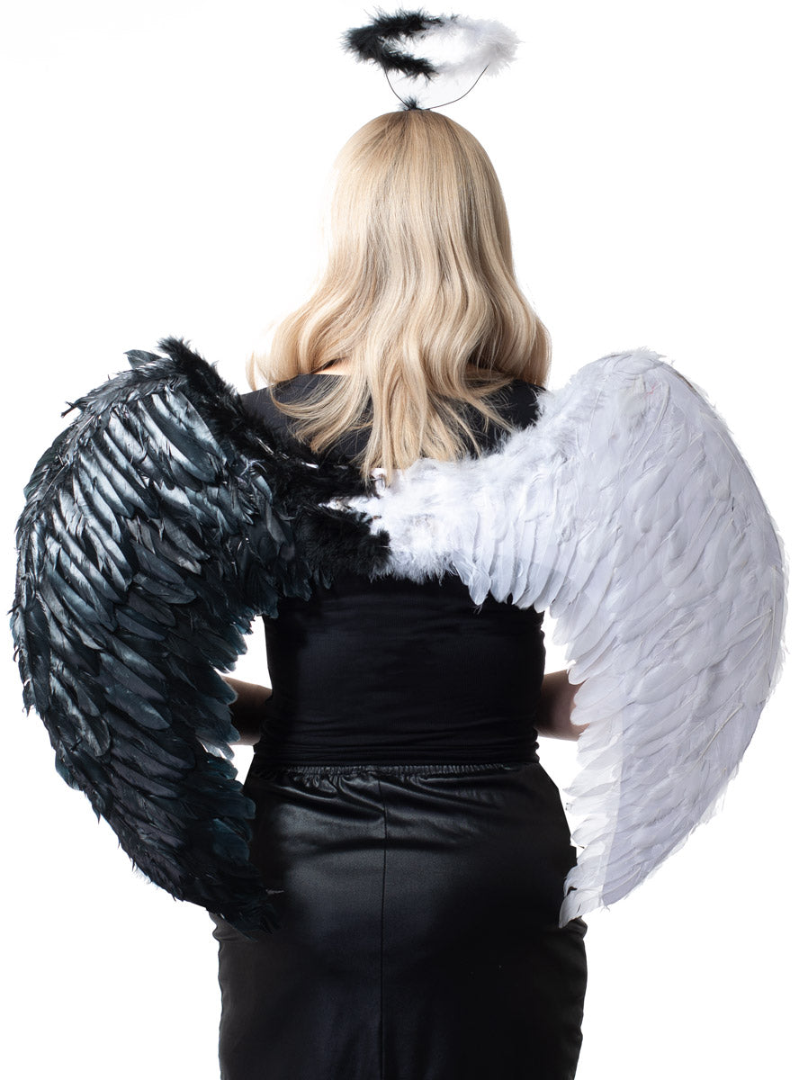 Black And White Feather Costume Wings | Devil Angel Halloween Wings