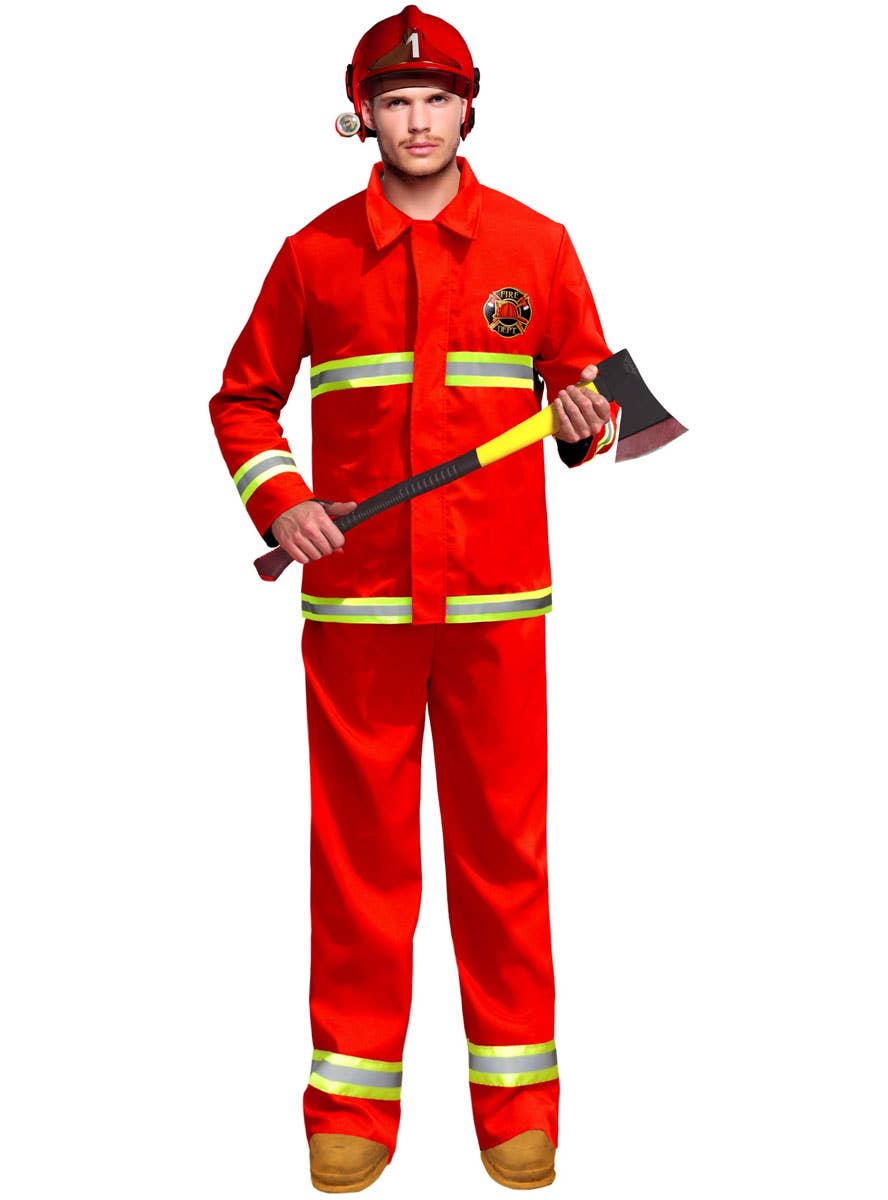Mens Red Fire Chief Costume | Red Fire Fighter Costume For Men