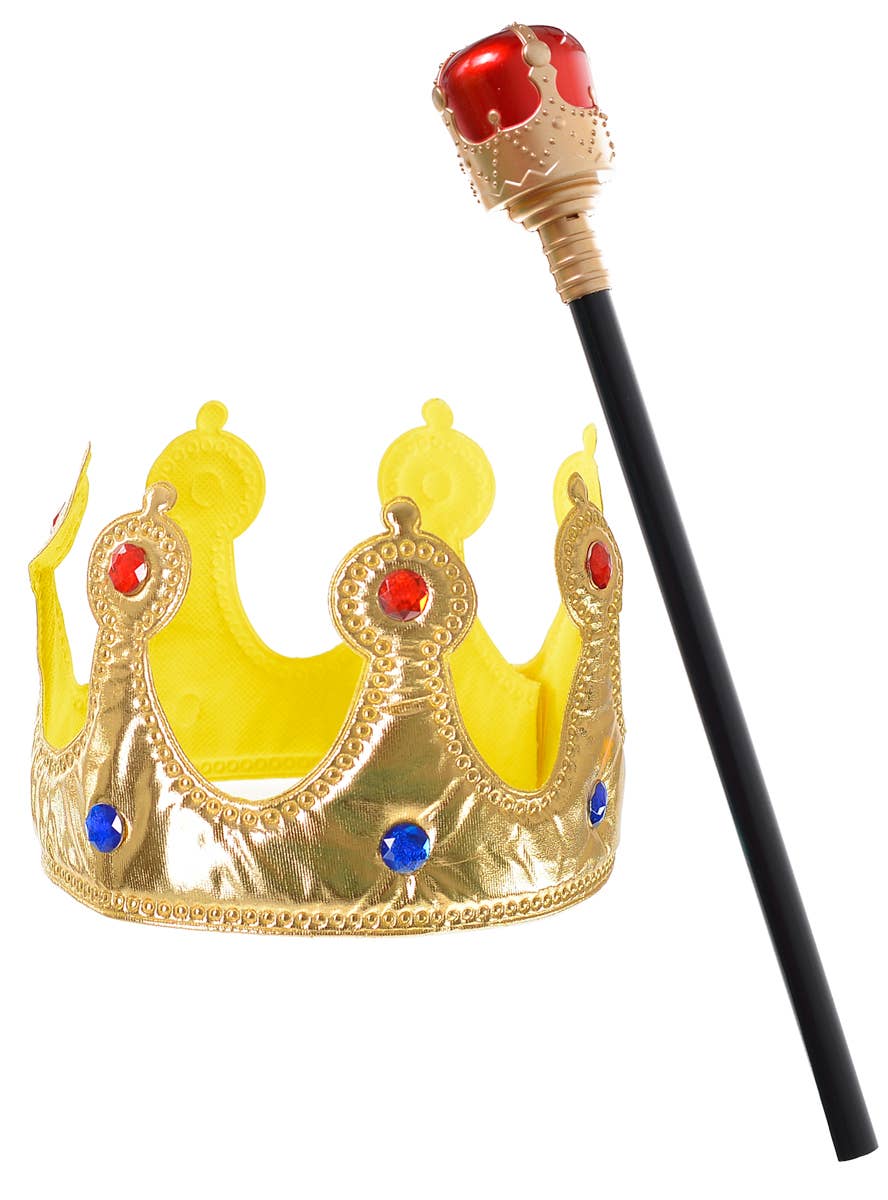 Royal Sceptre and Crown Kit | King Gold Crown Costume Accessory Set