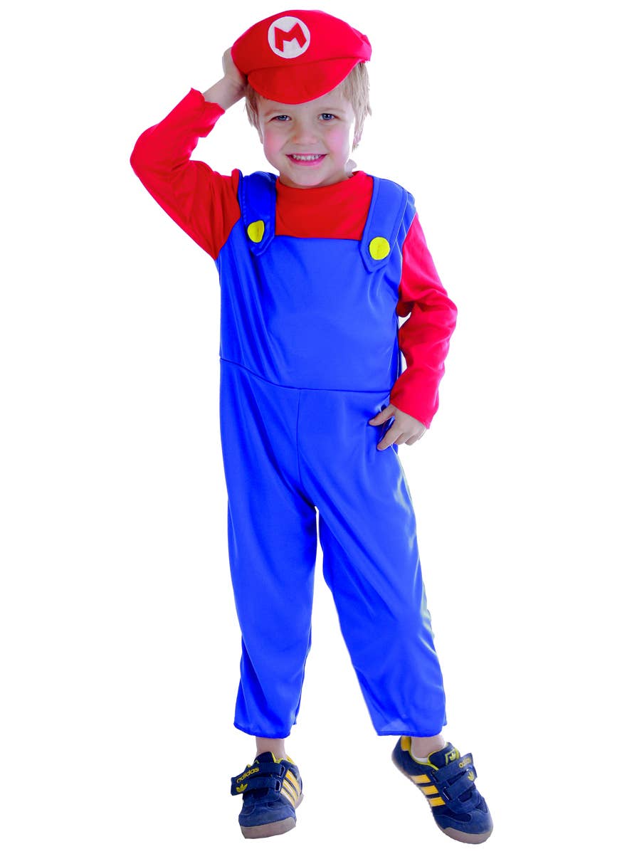 Red Plumber Boy Kids Costume | Super Mario Brothers Boys Costume