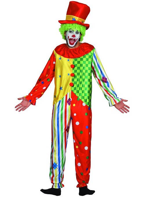 Multicolour Clown Jumpsuit | Colourful Adults Circus Clown Costume