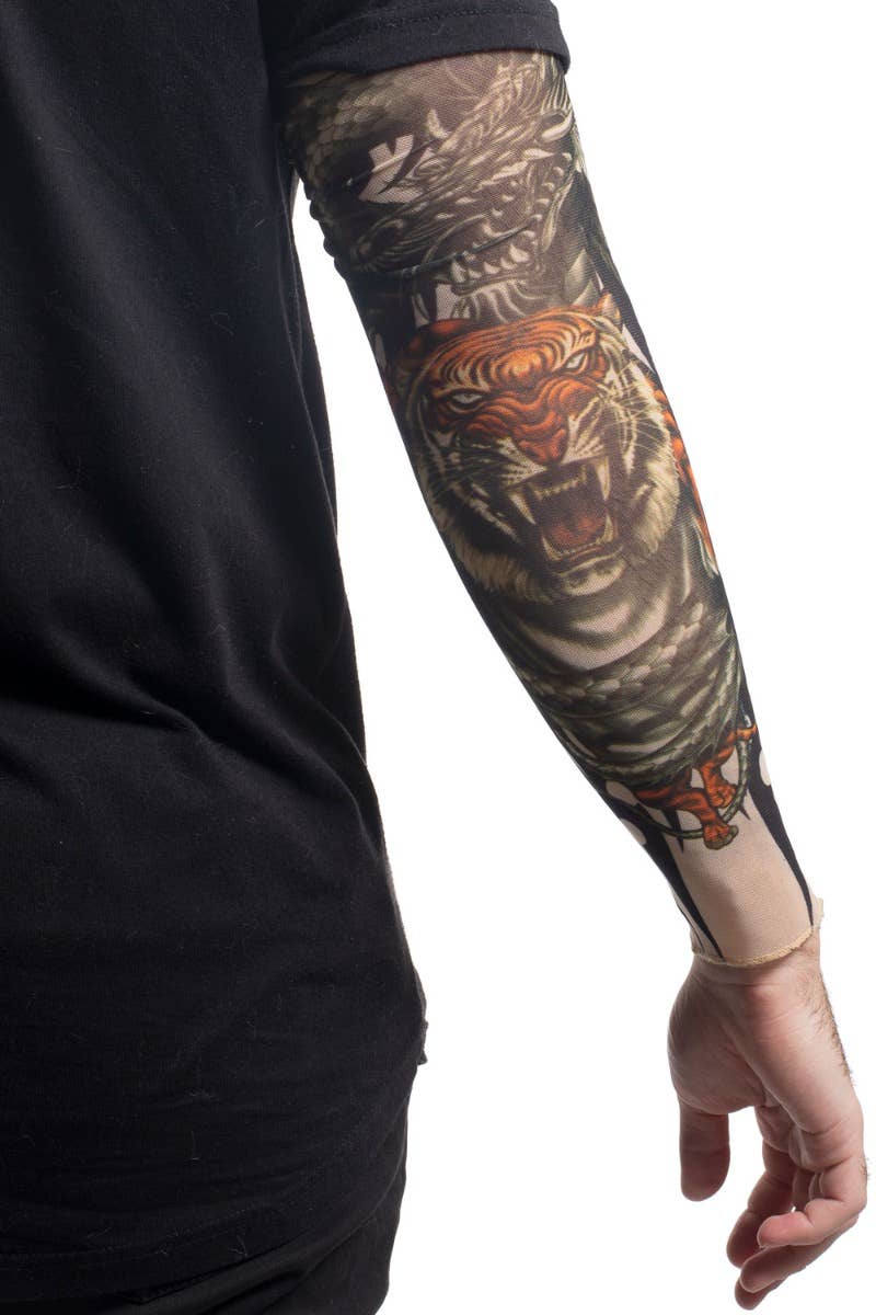 Adults Tiger Tribal Fake Tattoo Sleeve | Faux Ink Costume Accessory