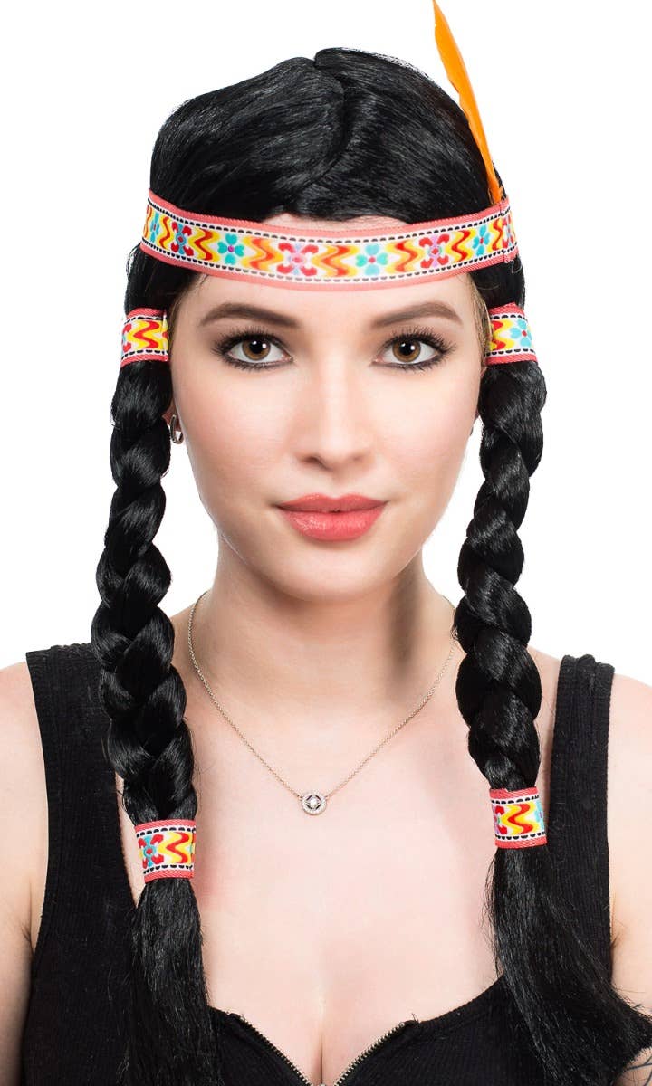 Native Indian Princess Womens Wig | American Indian Plaited Wig
