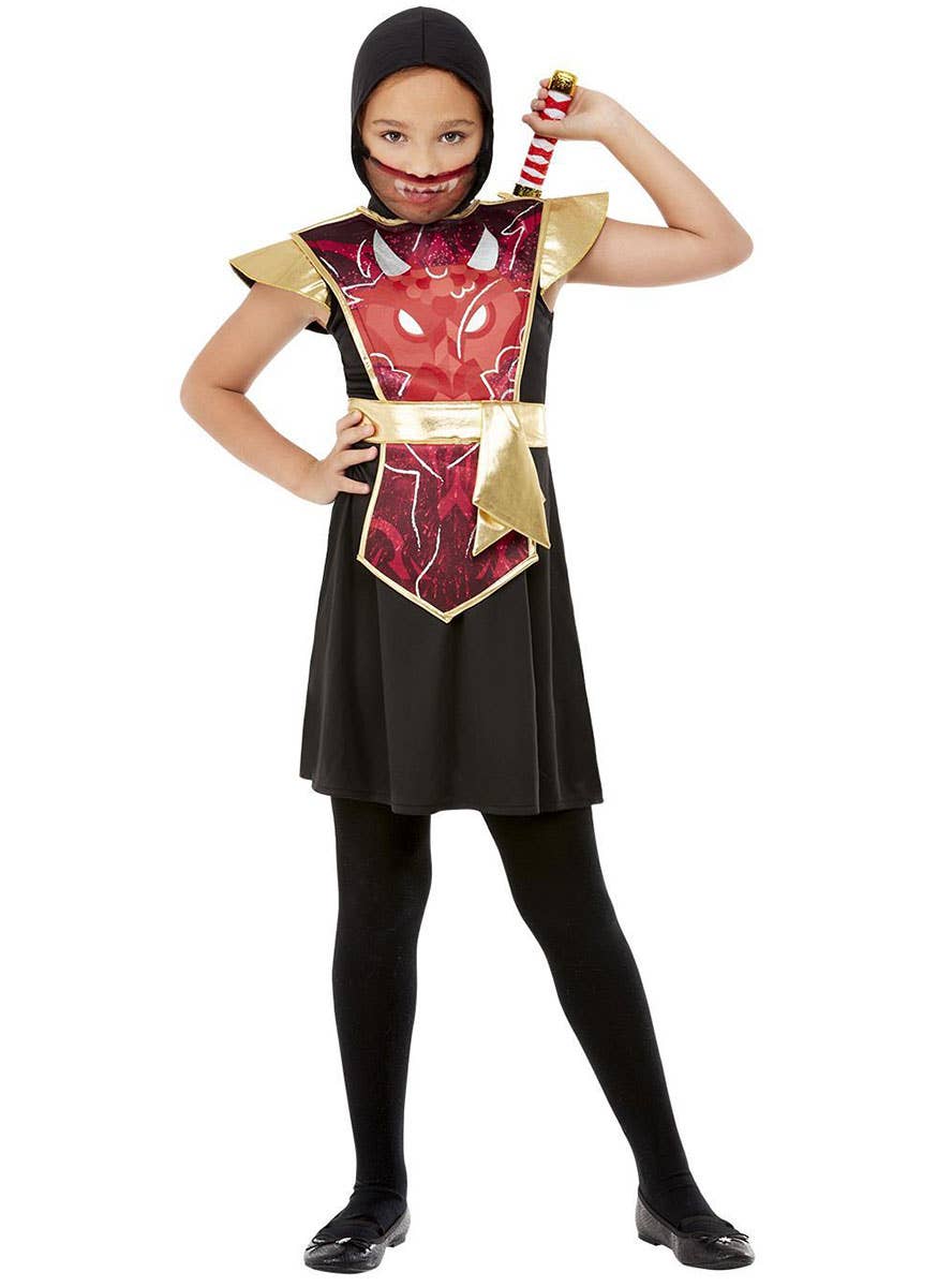 Girls Red Japanese Ninja Warrior Costume