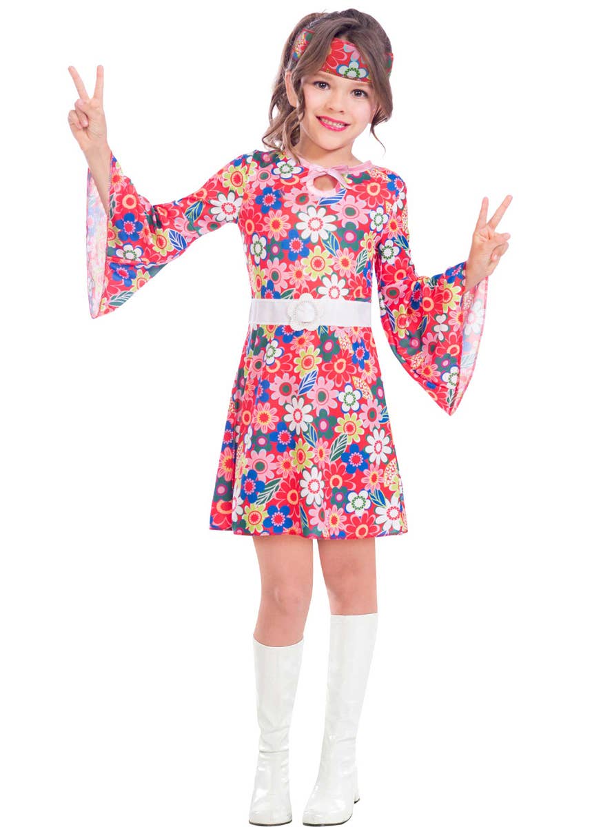 Girls Flower Power 60s Hippie Costume | Heaven Costumes