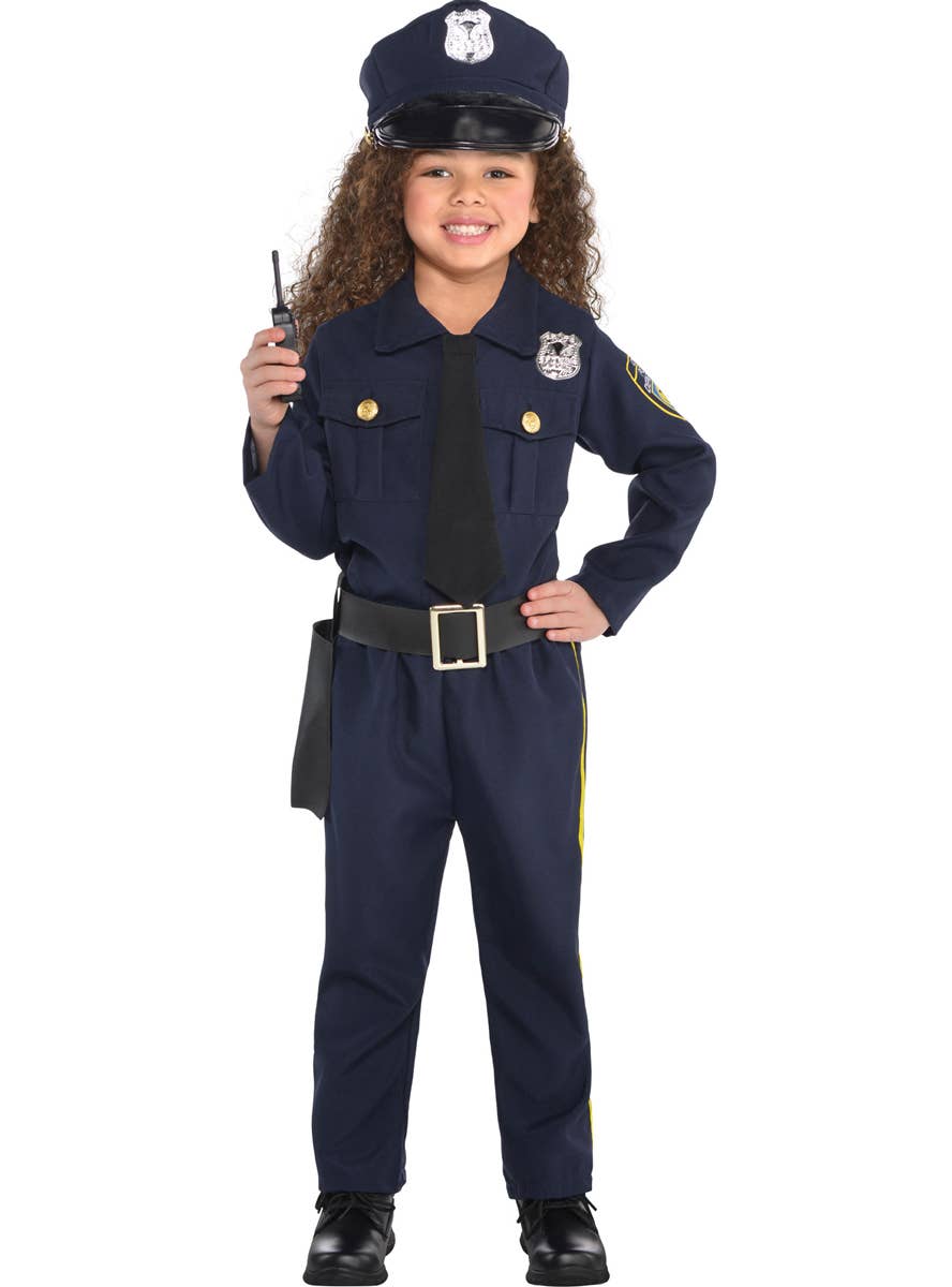 Girls Navy Blue Police Uniform Costume | Heaven Costumes