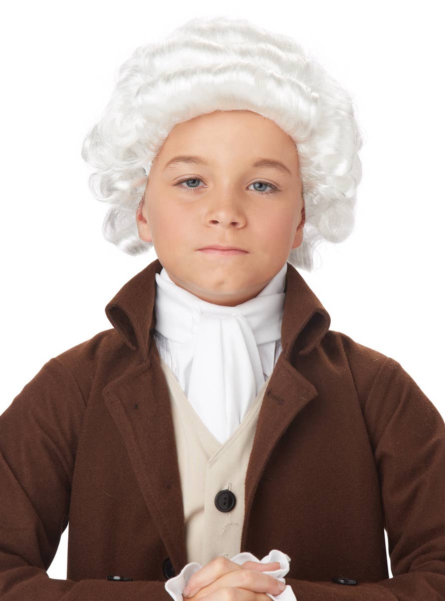 White Curly Boys Colonial Wig | Colonial General Kids Costume Wig