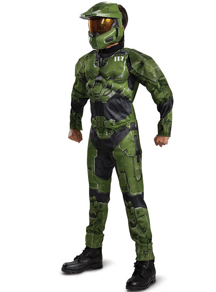 Boys Deluxe Halo Master Chief Costume | Muscle Chest Halo Costume