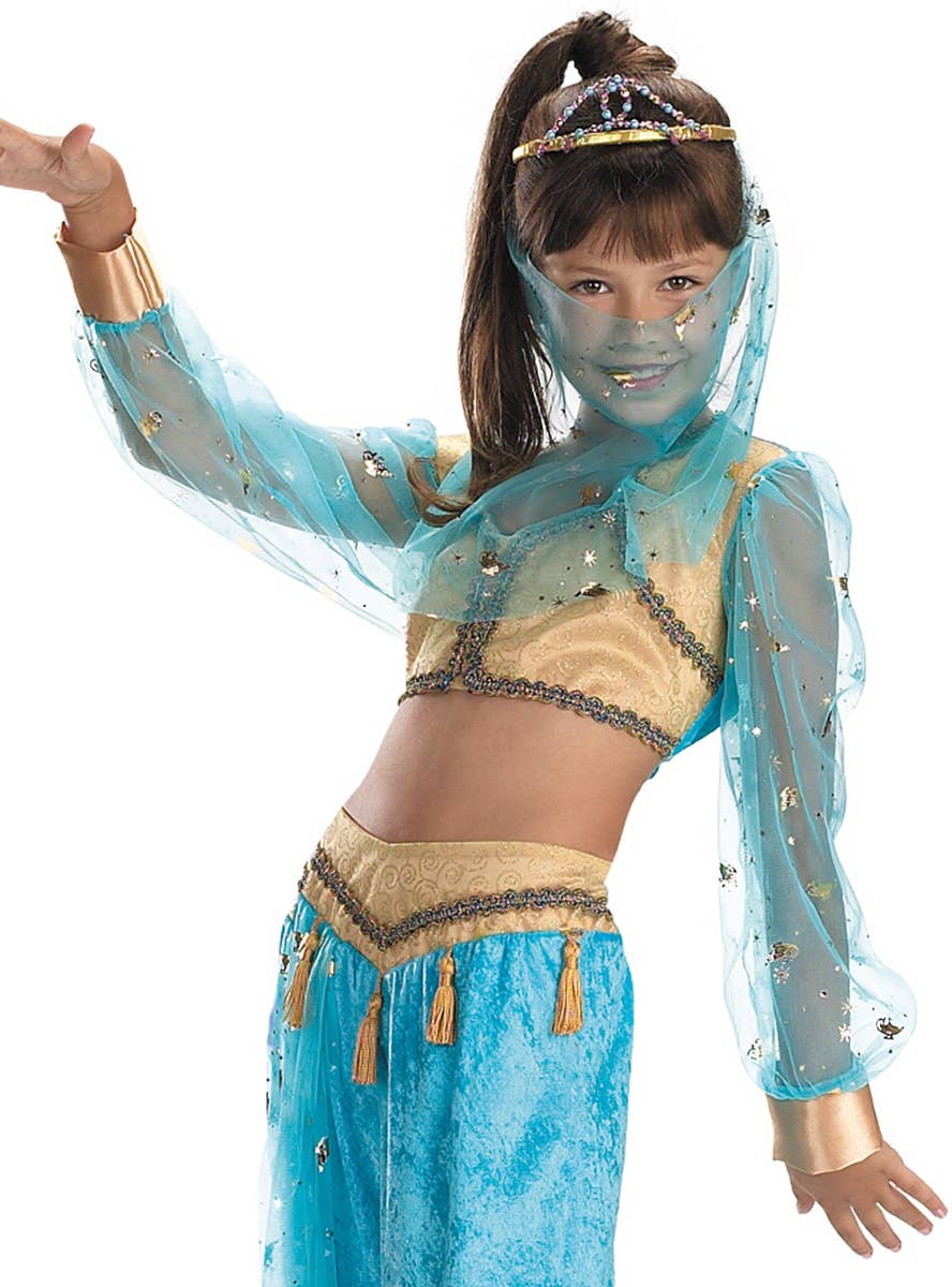 Girls Blue Genie Costume | Deluxe Mystical Blue Genie Outfit for Kids