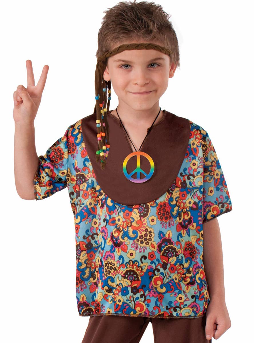 Hippie Dude Boys 1970s Costume | 70s Kids Fancy Dress Costume