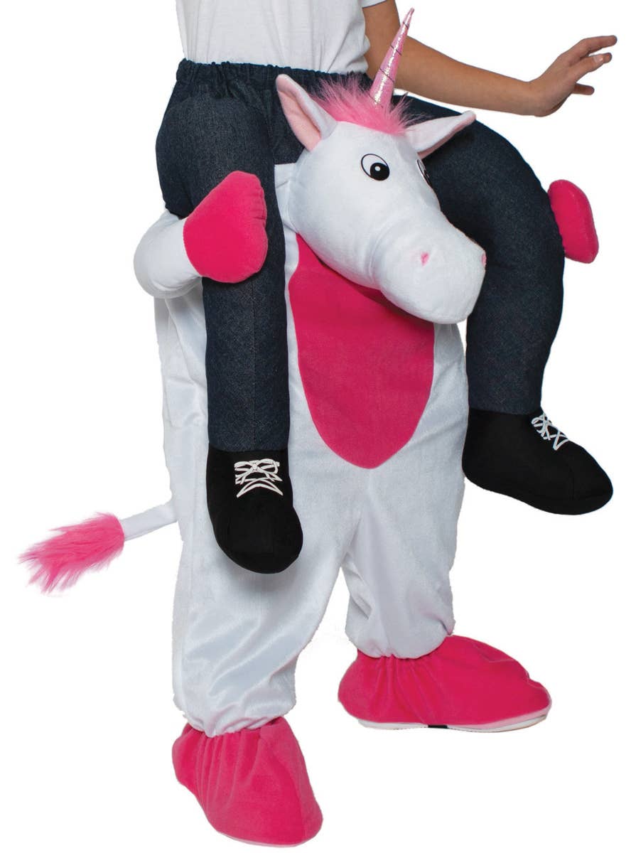 Pink & White Piggyback Unicorn Costume | Kids Unicorn Dress Up Costume
