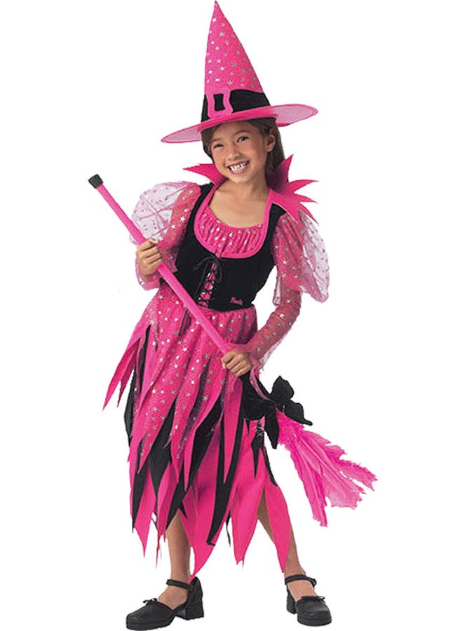 Girls Pink Barbie Sorceress Costume | Barbie Witch Costume for Girls
