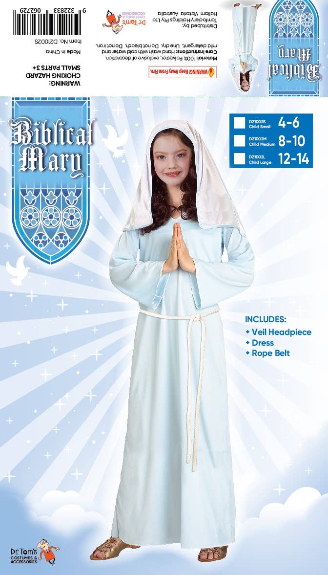 Girls Biblical Mary Costume | Nativity Play Mary Costume for Girls